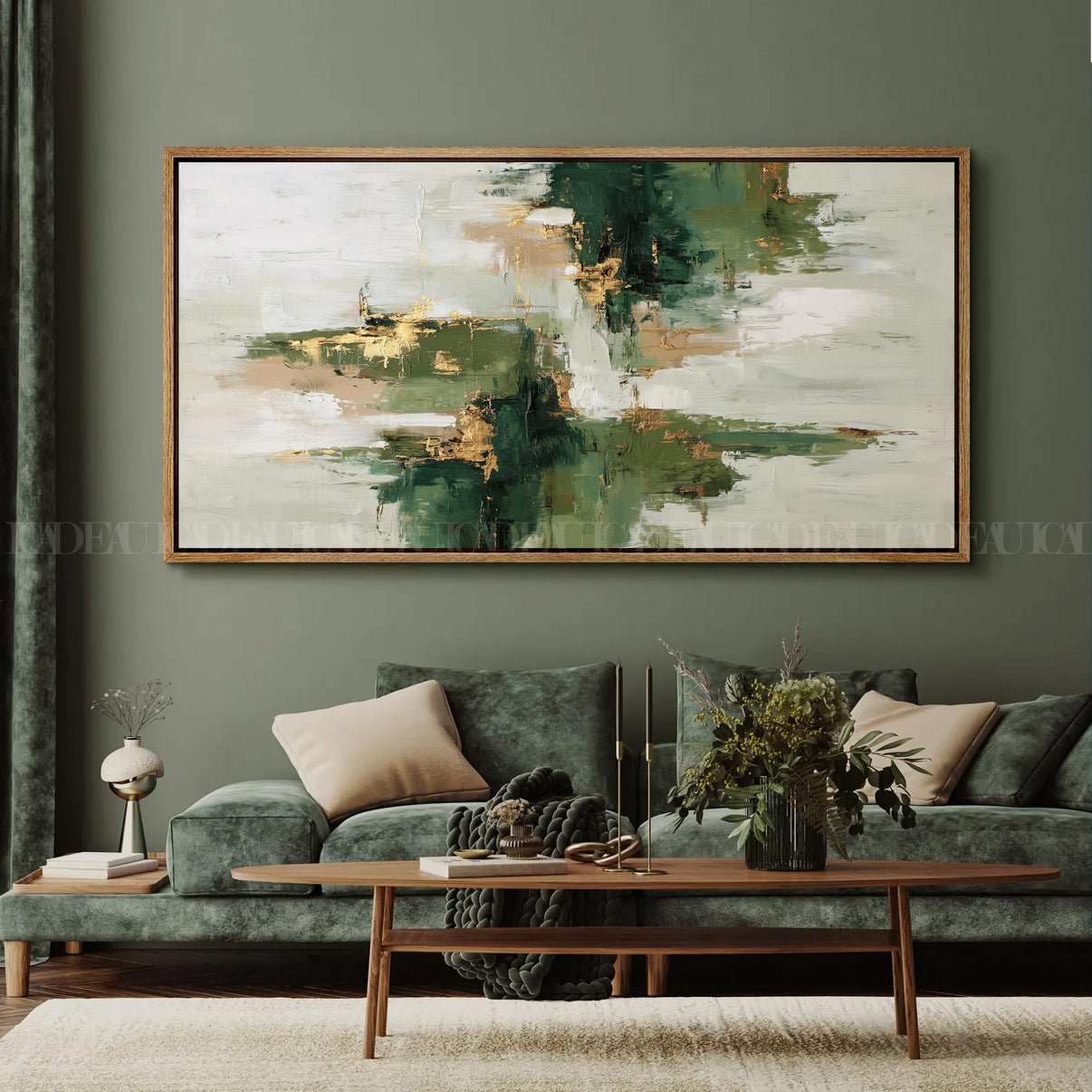 Emerald Abstract canvas framed. – Icadeau